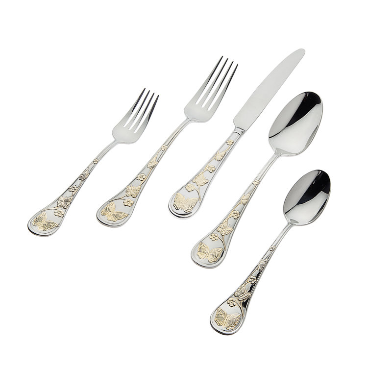 Godinger Silver Art Co Butterfly 20 Piece 18/10 Stainless Steel Flatware Set, Service for 4 ...